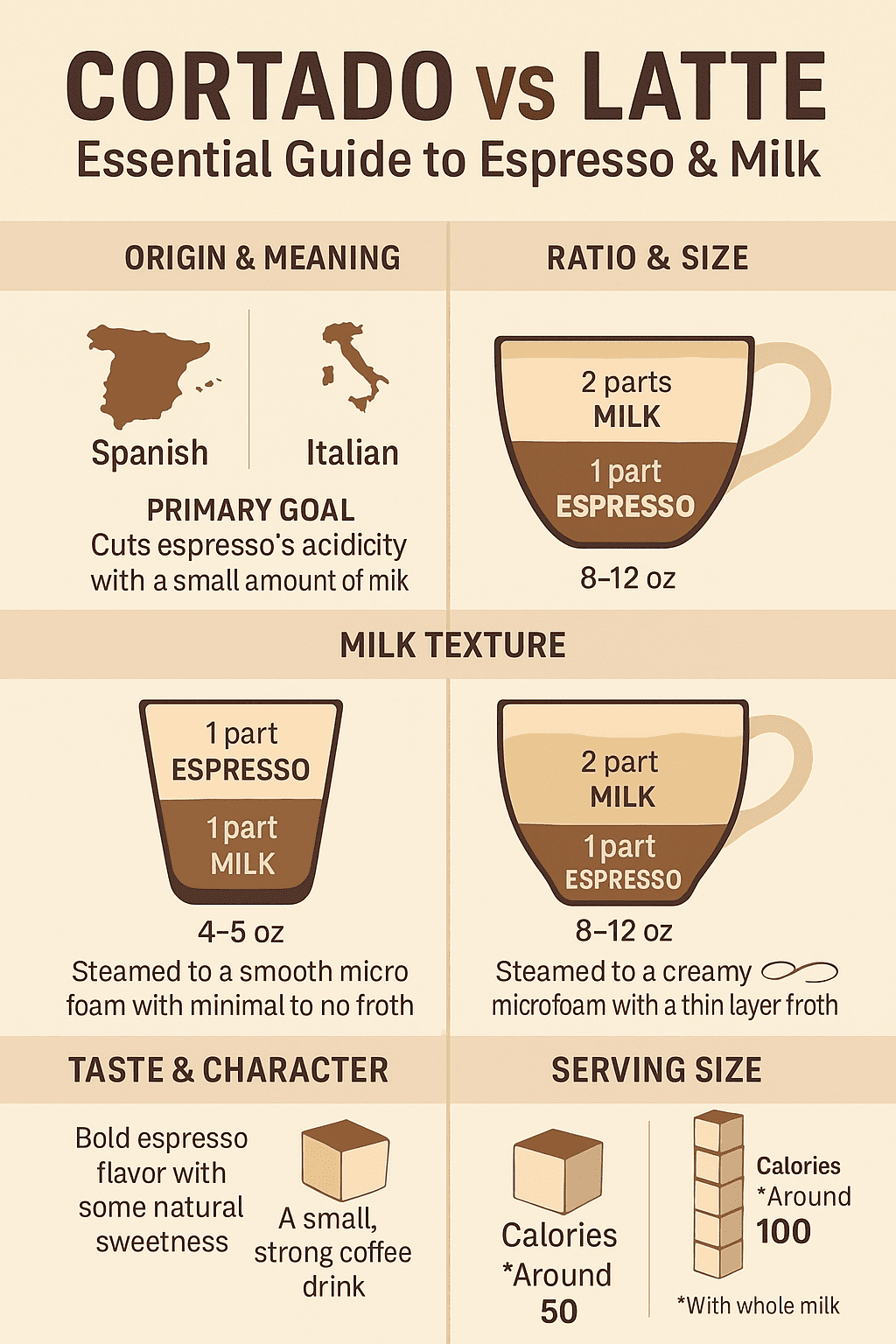 Cortado vs Latte: Essential Guide to Espresso & Milk